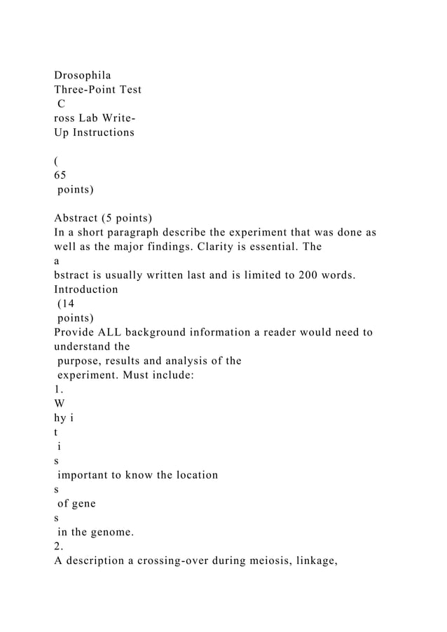 Drosophila Three-Point Test Cross Lab Write-Up Instructions.docx ...