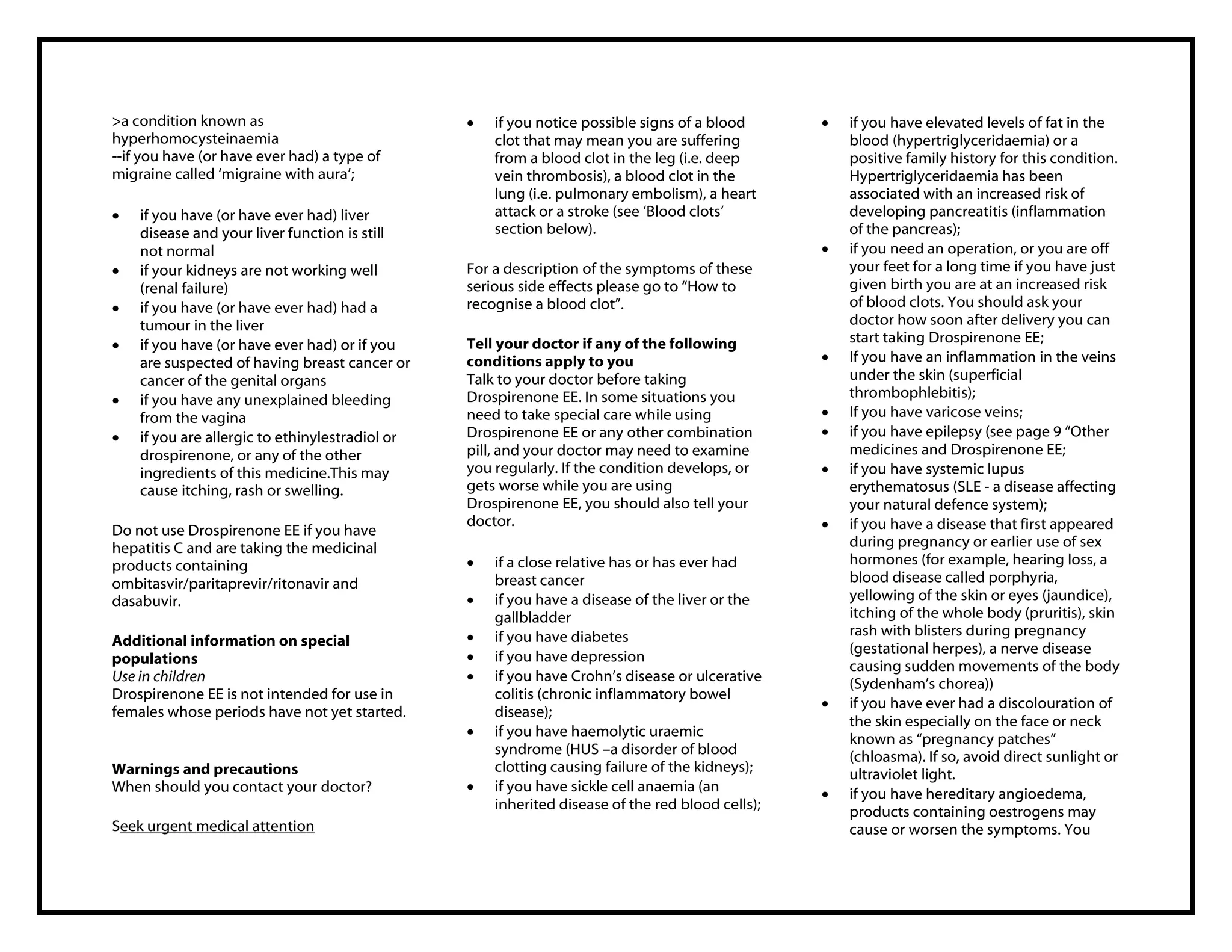 Drospirenone and ethinyl estradiol film coated tablets. pil, taj ...