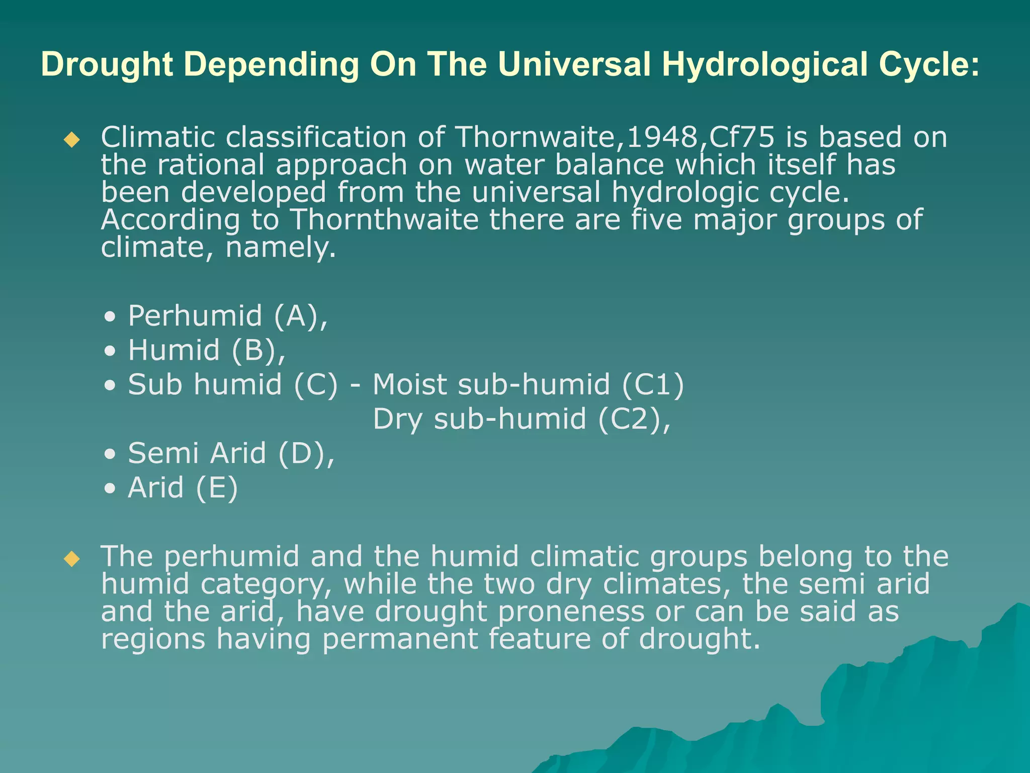 Drought & Desertification measures of mitigation ,Types of drought | PPT