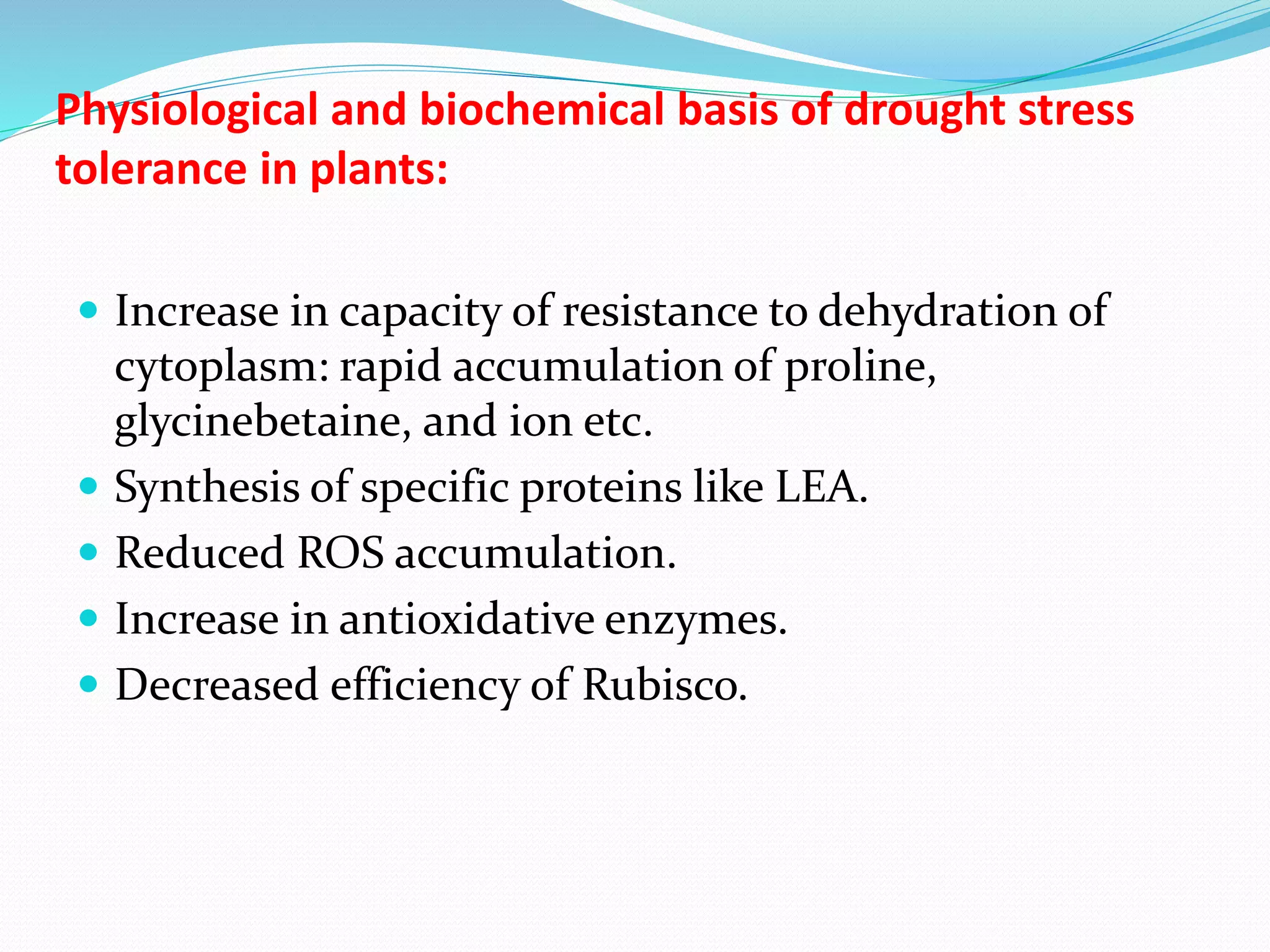 Drought stress and tolerance mechanisms in crops | PPTX