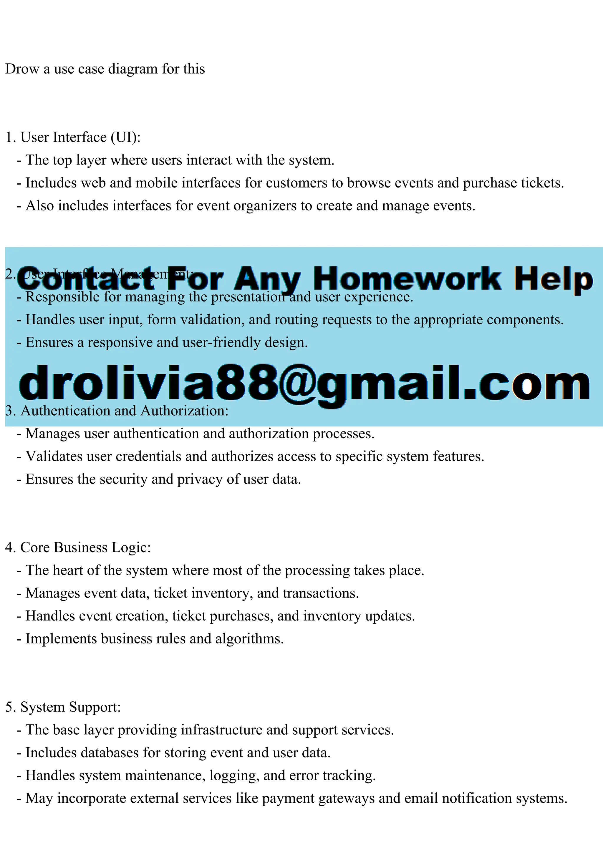 Drow a use case diagram for this 1. User Interface (UI) .pdf