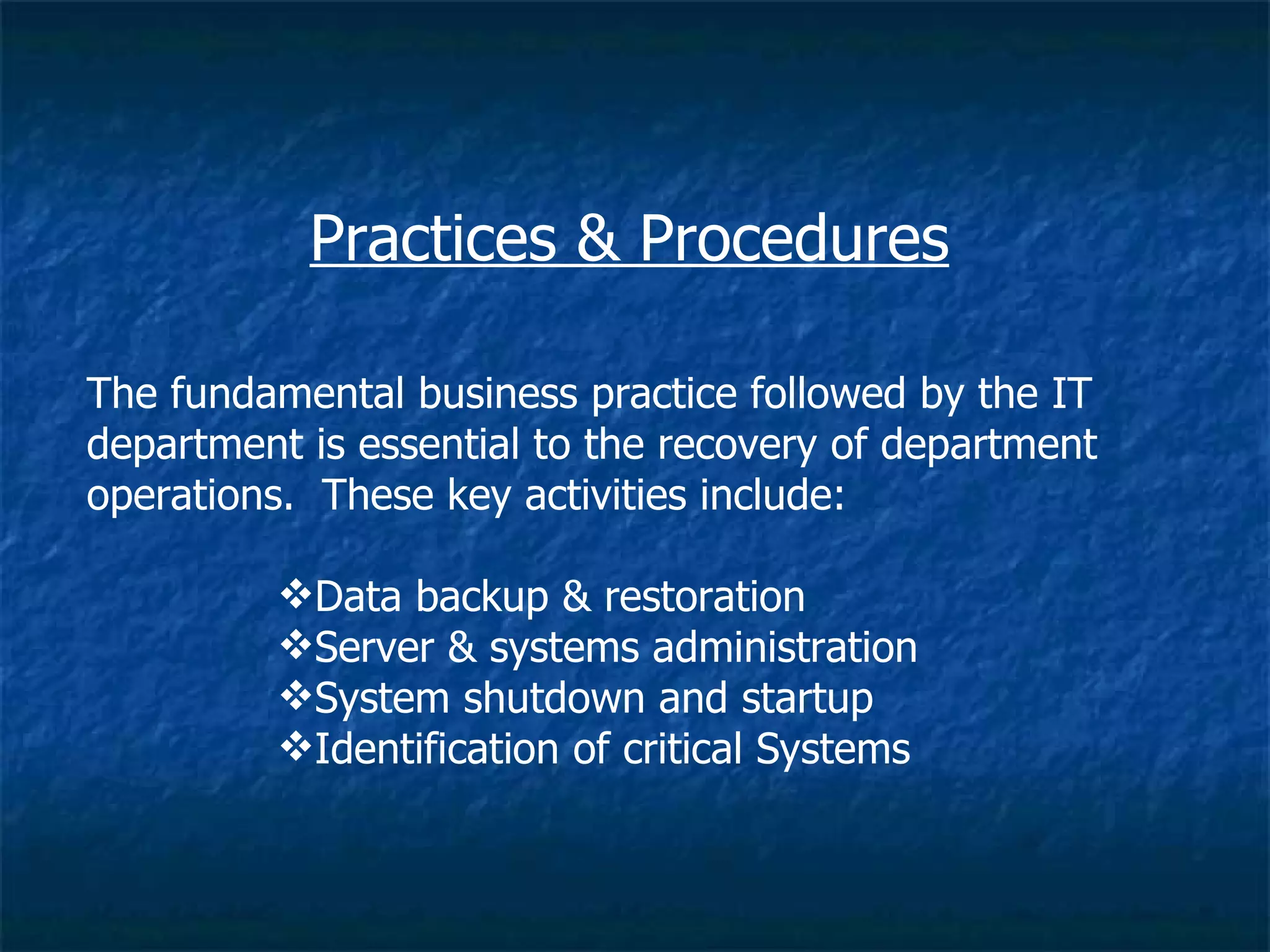 Disaster Recovery Plan for IT | PPT