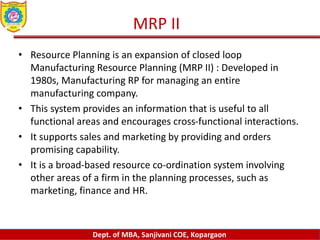 OPERATIONS MANAGEMENT Distribution Requirements Planning, MRP-II | PPTX