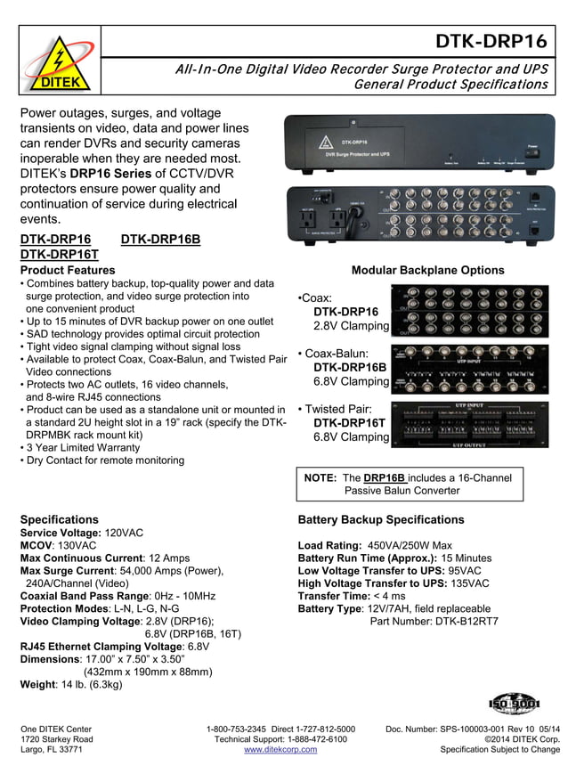 Ditek DRP Data Sheet | PDF