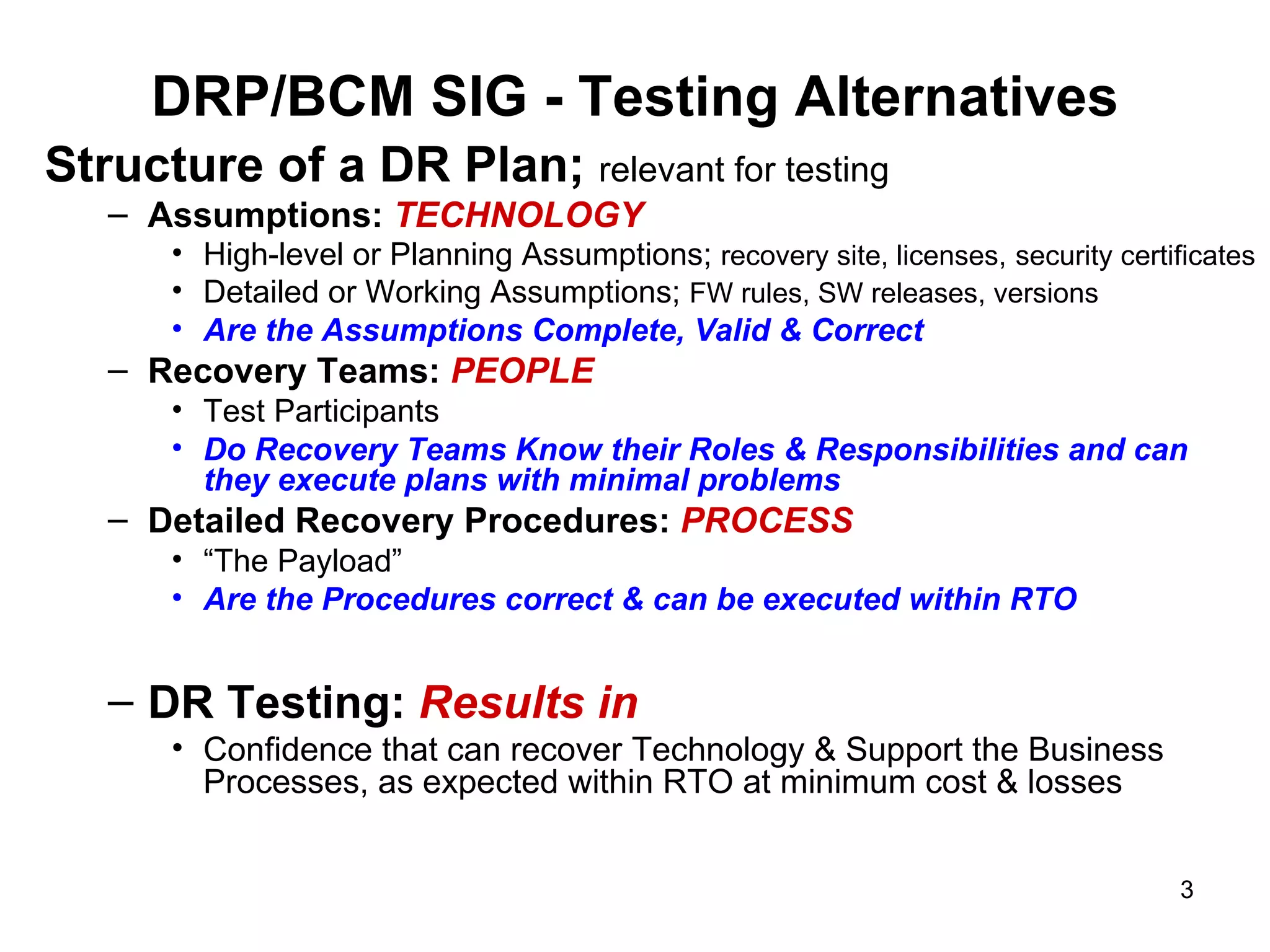 Drp Bcp Testing Alternatives | PPT