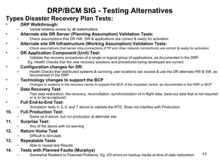 Drp Bcp Testing Alternatives | PPT