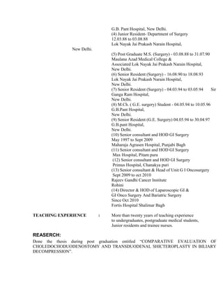 Dr Pradeep Jain Fortis Hospital - CURRICULUM VITAE | DOC