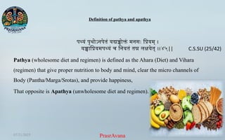 DR_PRADEEP_PATIL. Role of pathya and apathya in the treatment of ...