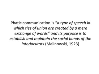 Small talk in the Digital Age: Making Sense of Phatic Posts | PPT