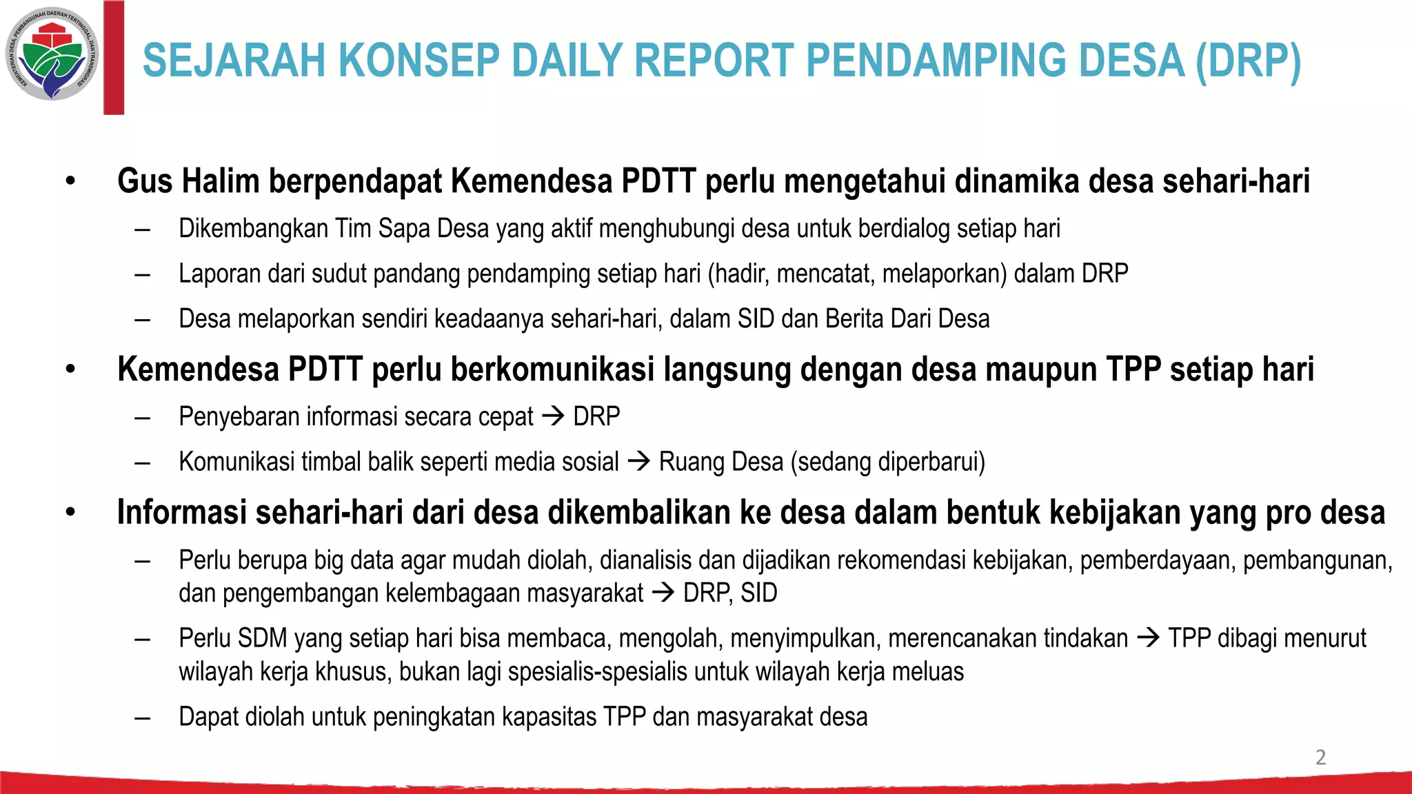DRP - Daily Report Sebagai BIG Data Pendamping Desa | PDF