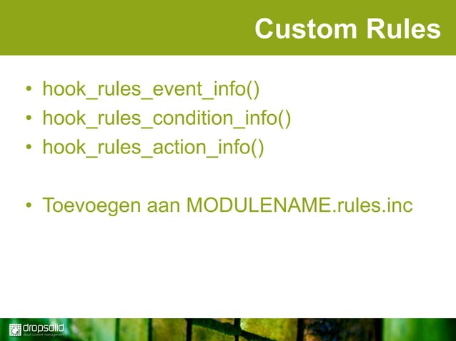 de Rules module van Drupal | PPT