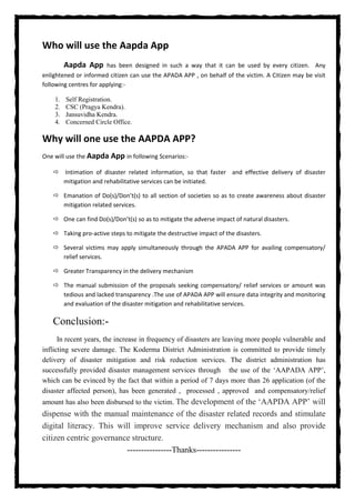 Aapda App Koderma | PDF