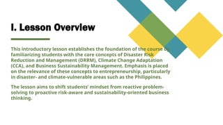 DRRM Lesson 1 Presentation- Basics of Disaster Planning | PPTX