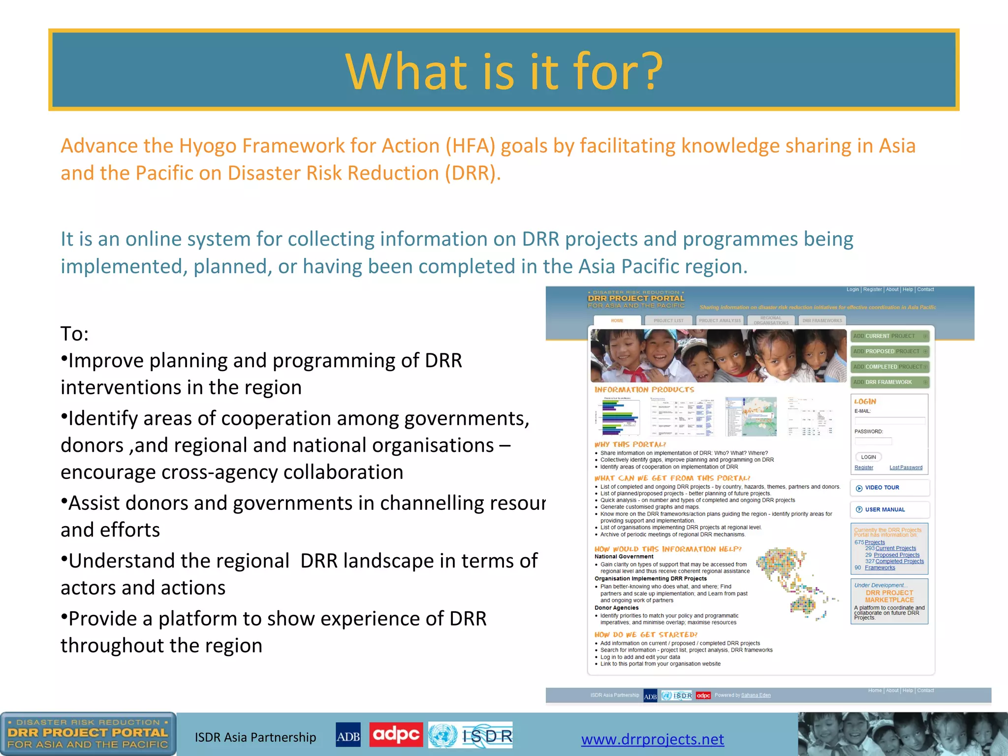Disaster Risk Reduction (DRR) Project Portal - A summary | PPT
