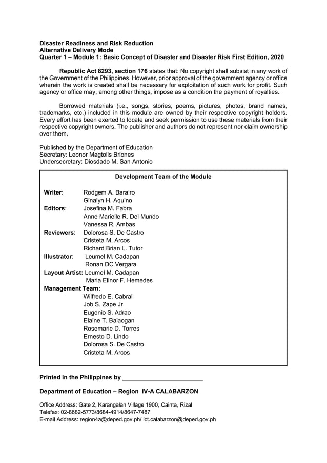 DRRR-Q1-MODULE-1-08082020.pdf | Homework and Study | Education