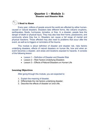 Disaster and Disaster RIsk_Quarter 1 - MOdule 2 | PDF