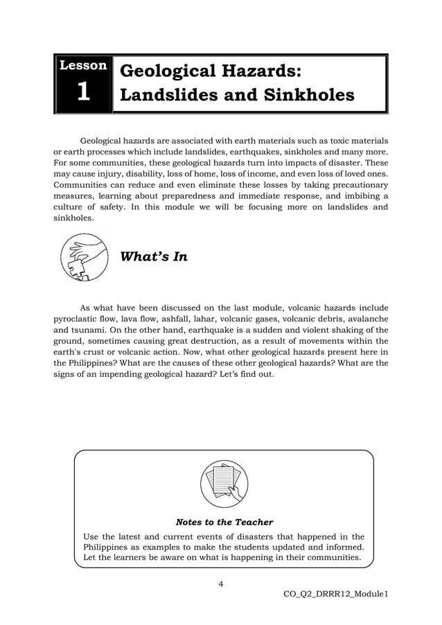 DRRR12_Q2_Mod1_GeologicalHazardsLandslidesAndSinkholes_V4.pdf | Geology ...