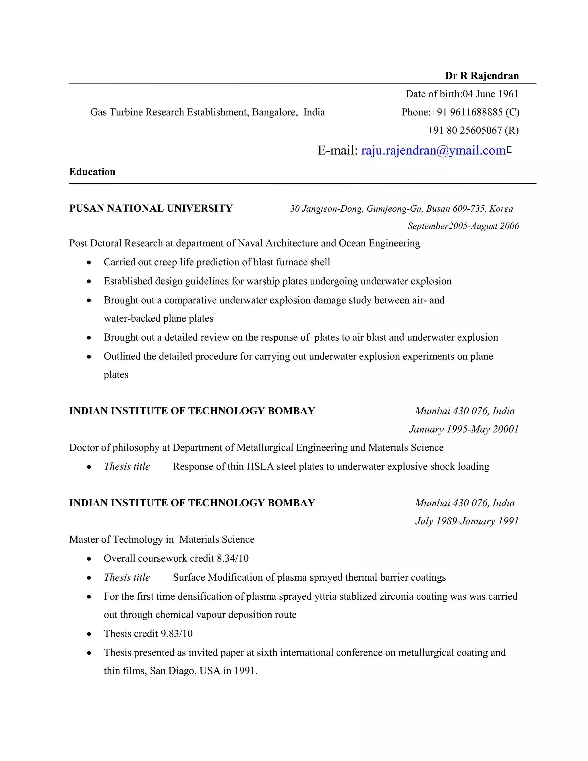 Dr R Rajendran | PDF