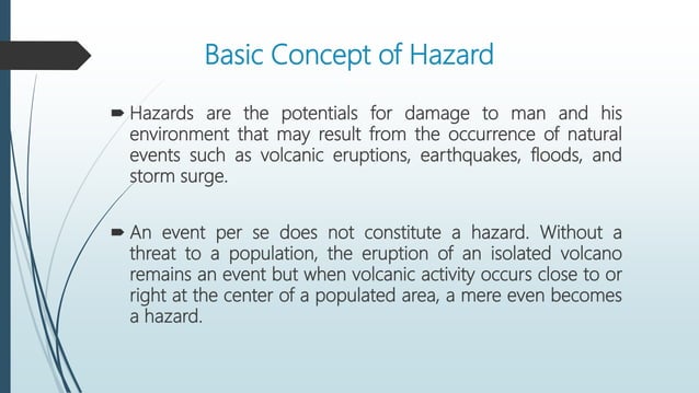DRRR - Basic Concept of Hazard | PPTX | Geology | Science
