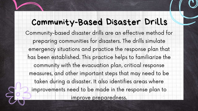 Different Community- Based Practices for Managing Disaster Risk to ...