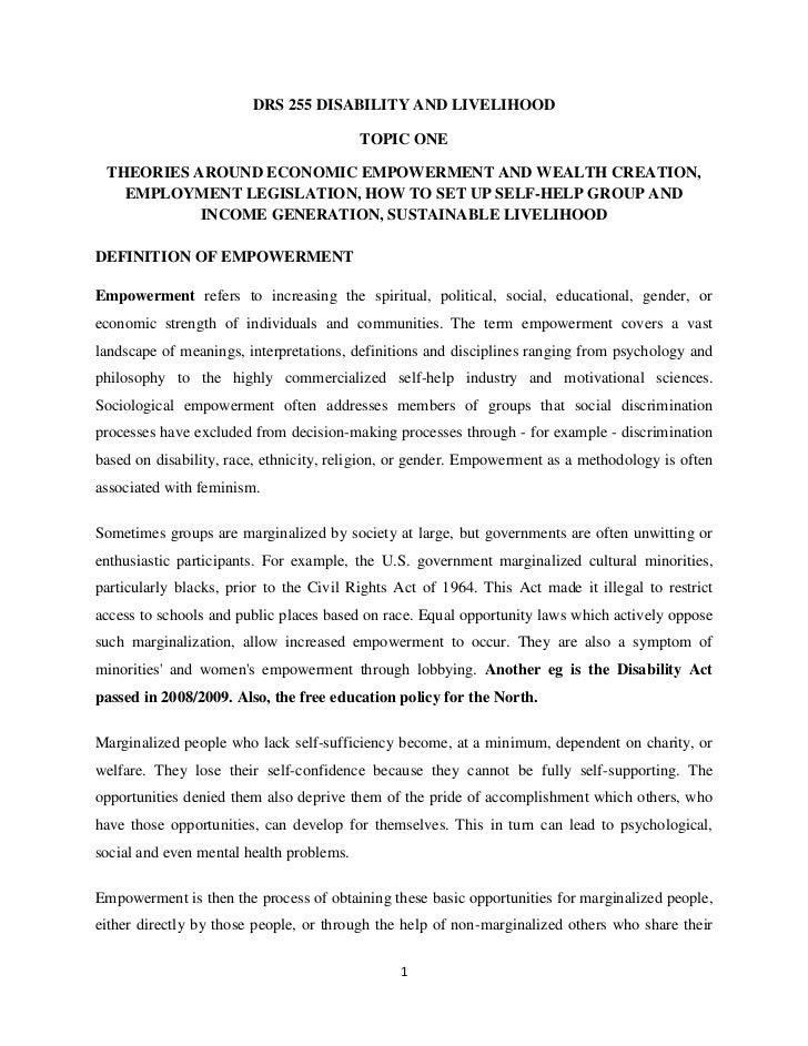 Drs 255 disability and livelihood notes on empowerment, etc