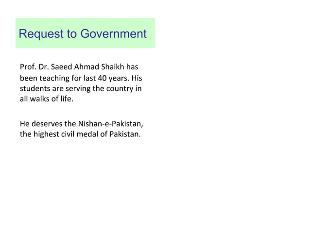 Prof. Dr. Saeed Ahmad Shaikh | PPT