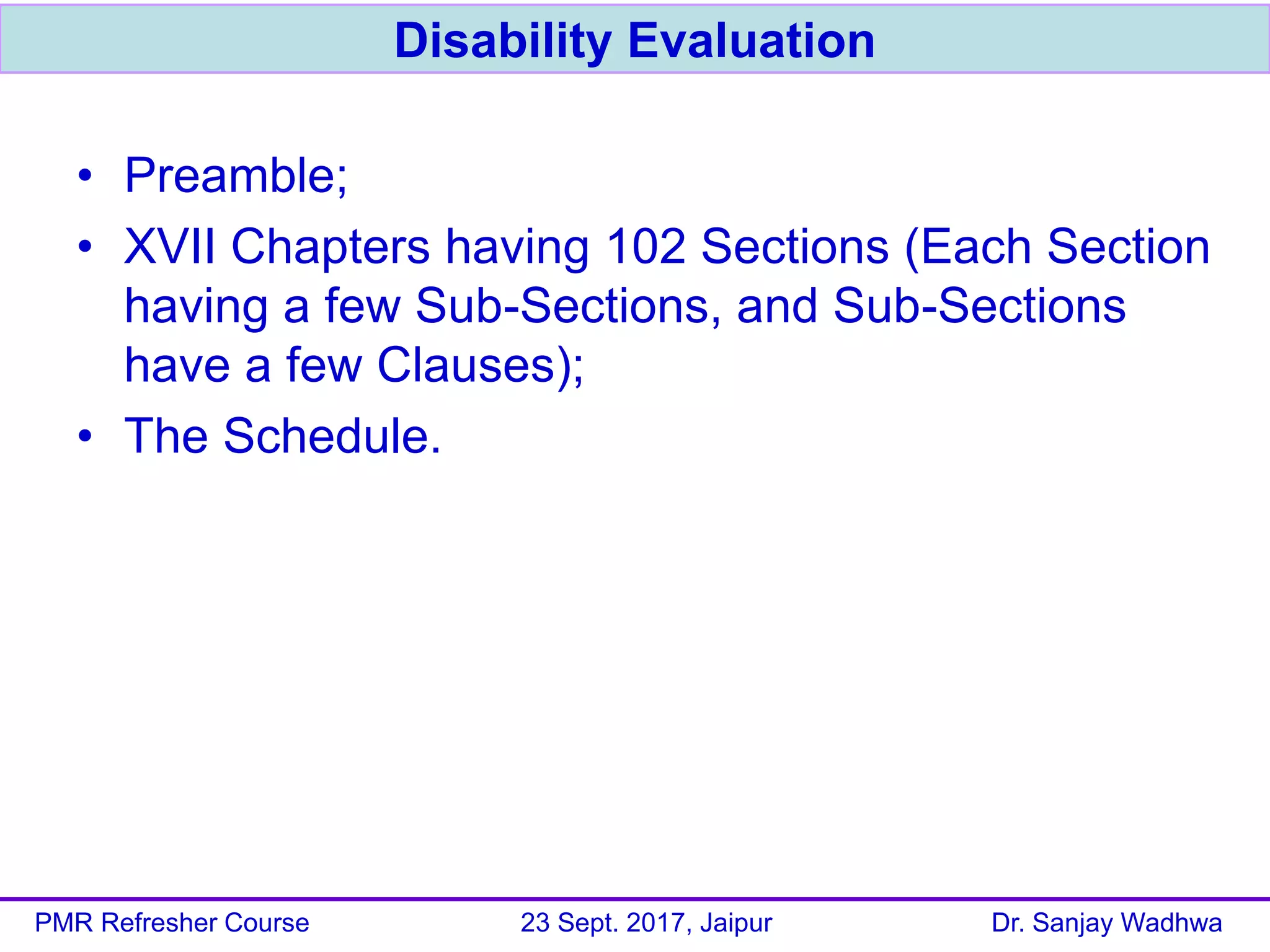 Disability Evaluation - Dr Sanjay Wadhwa | PDF