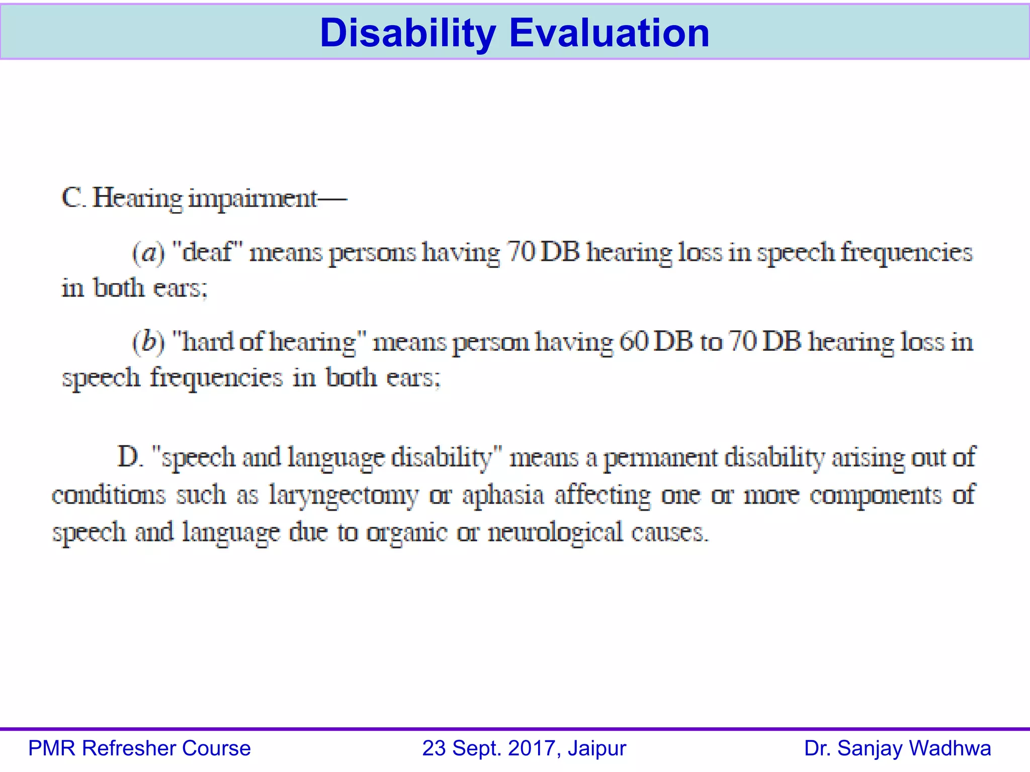 Disability Evaluation - Dr Sanjay Wadhwa | PDF