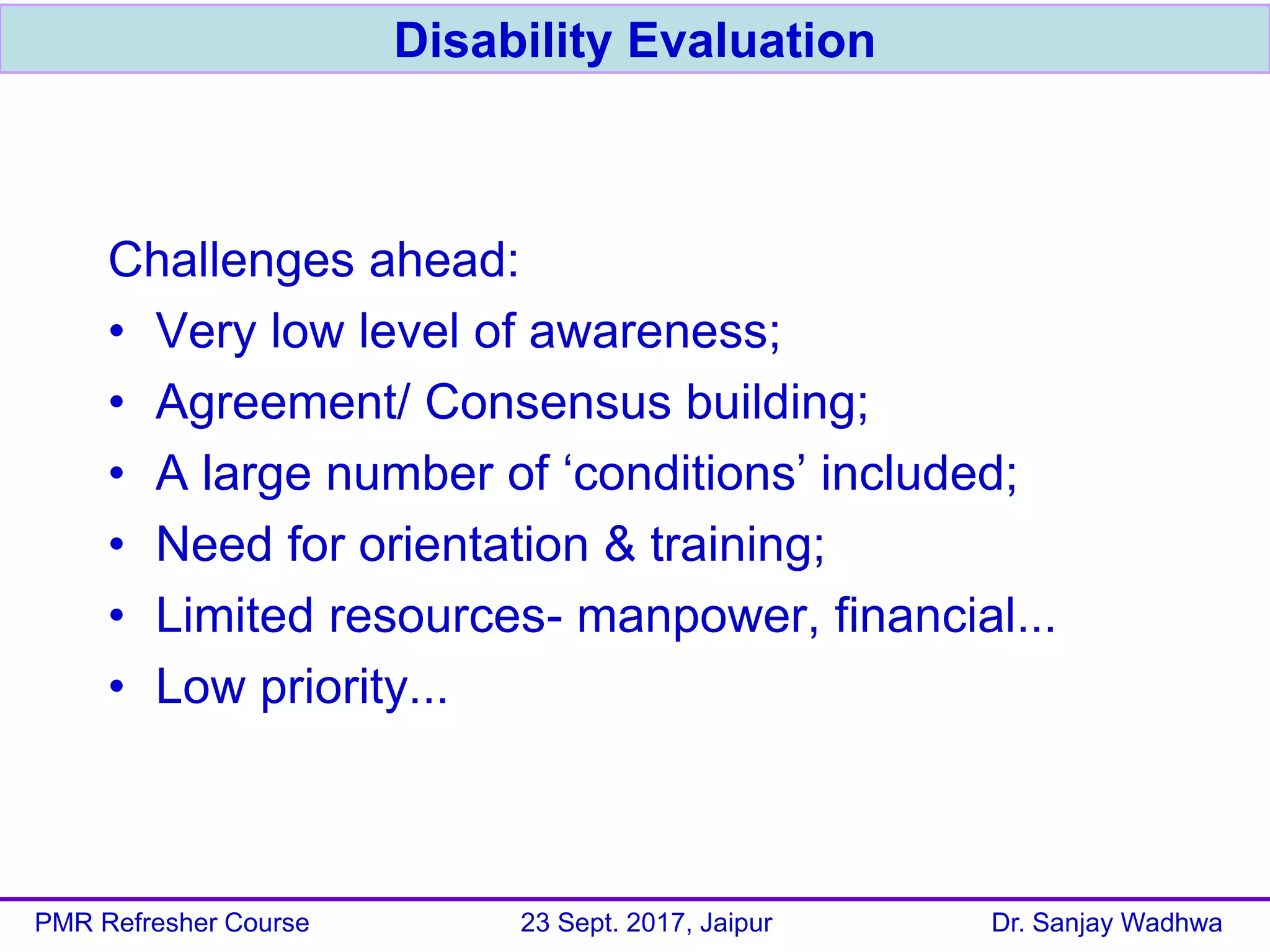 Disability Evaluation - Dr Sanjay Wadhwa | PDF