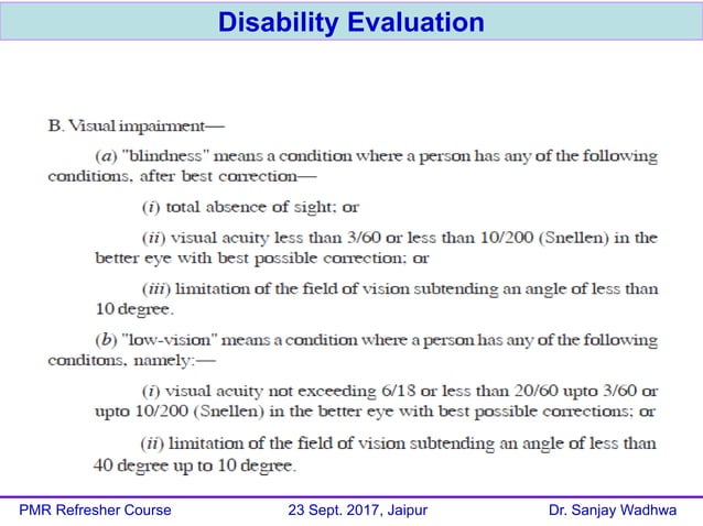 Disability Evaluation - Dr Sanjay Wadhwa | PDF