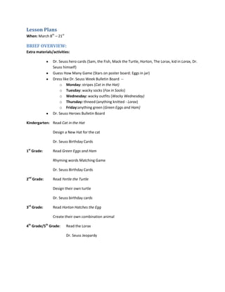 Dr Seuss Plans | DOCX
