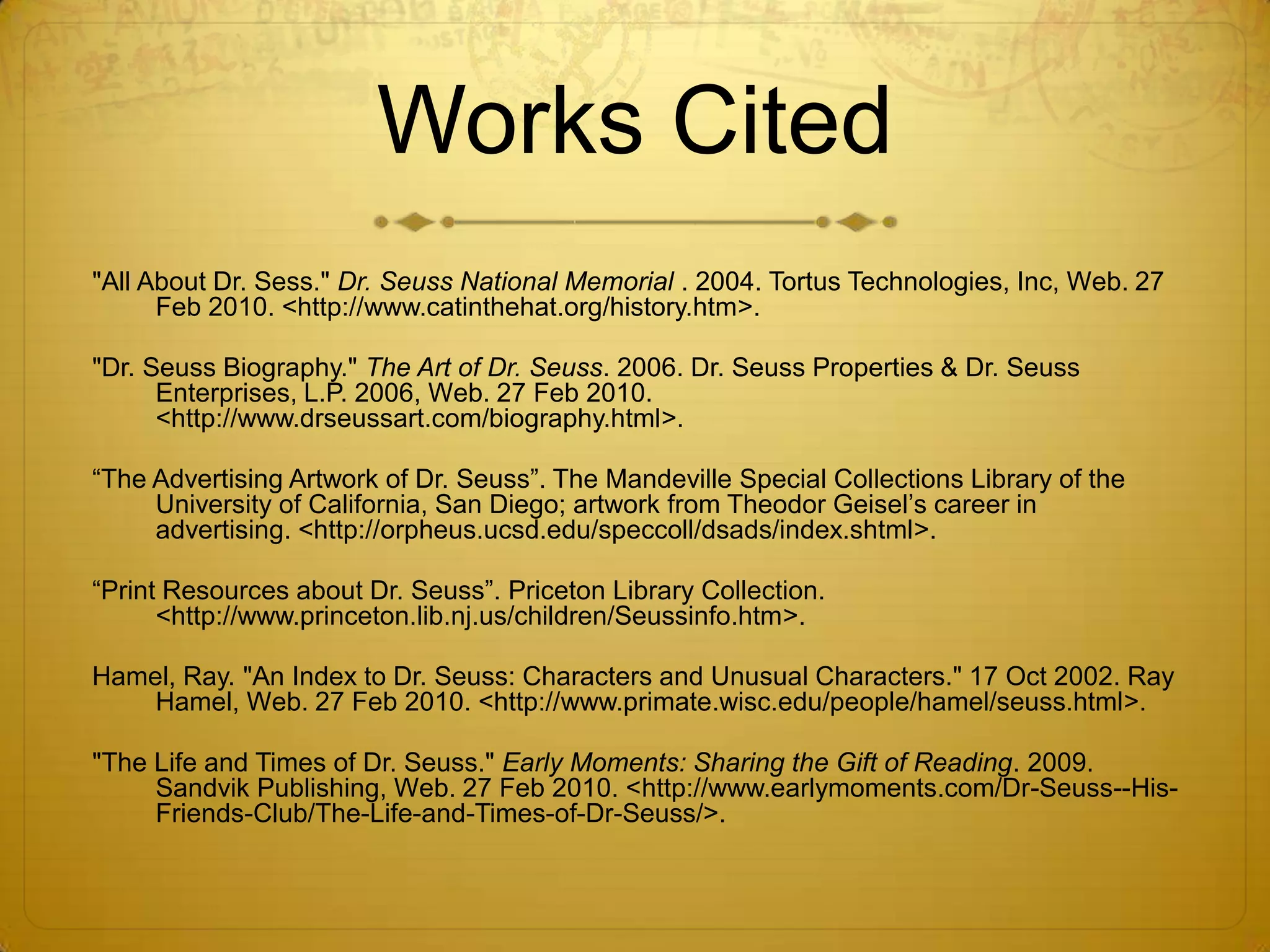 Dr Seuss Presentation | PPTX