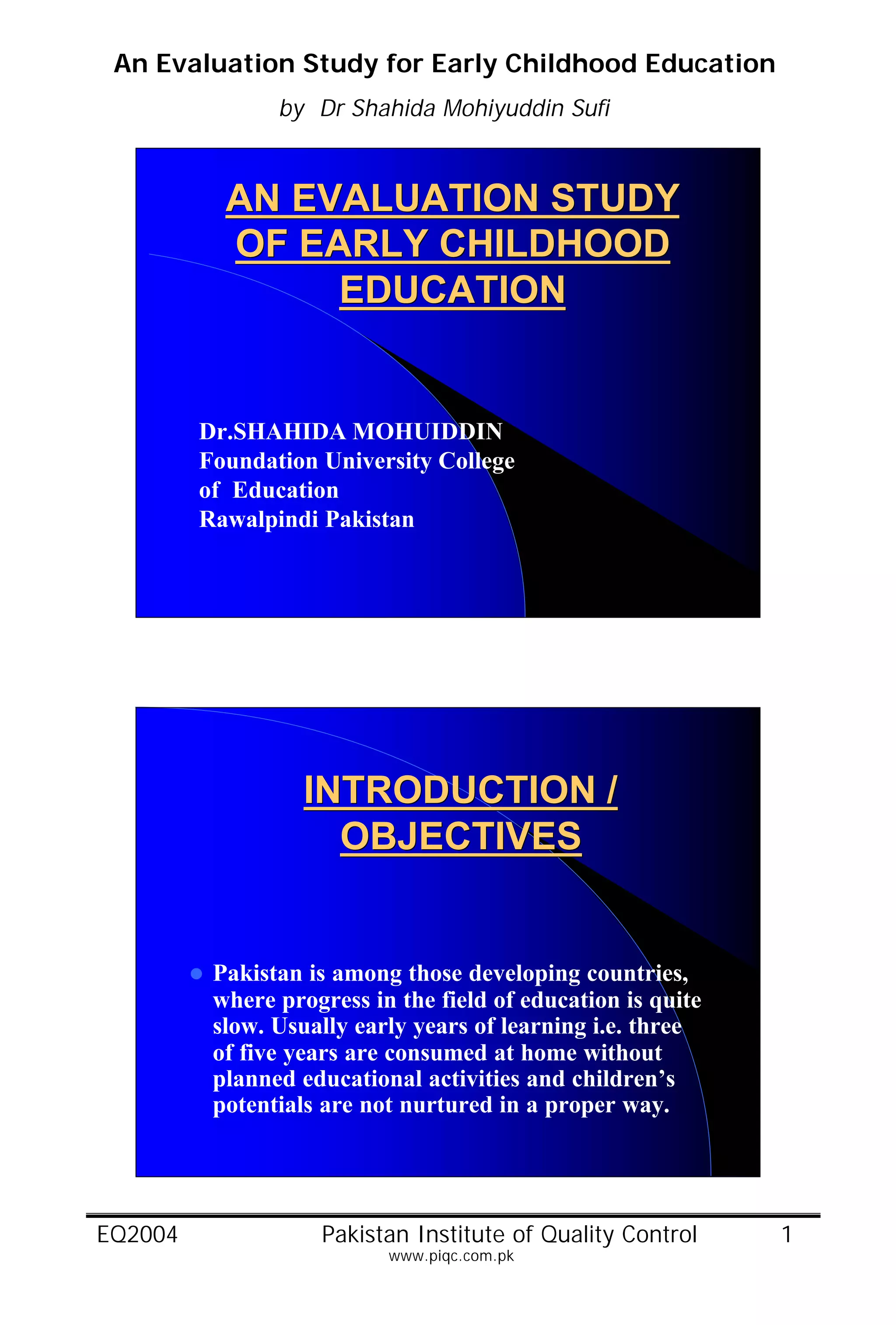 an evaluation study of early childhood education quality | PDF