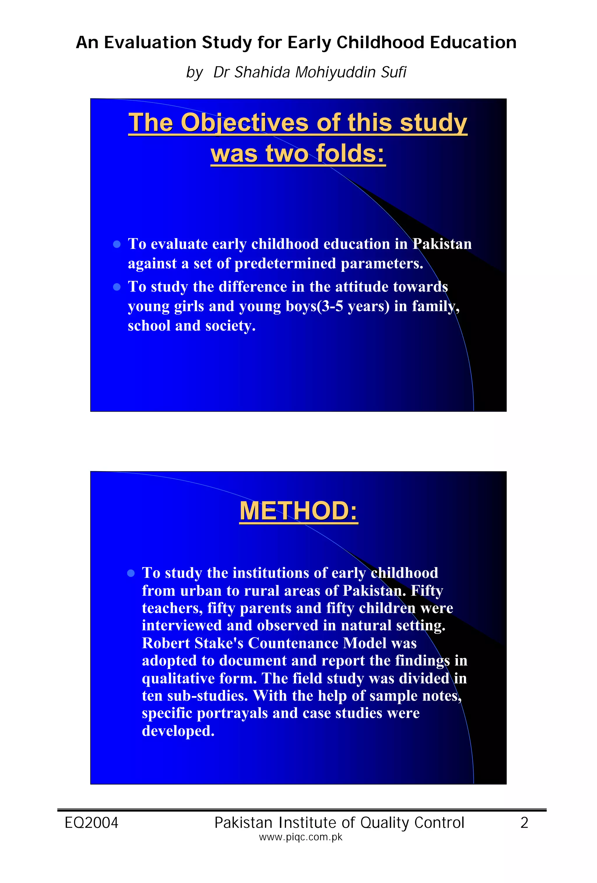 an evaluation study of early childhood education quality | PDF