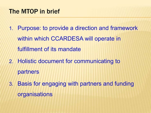 Medium Term Operational Plan (MTOP) - Simon Mwale - Programme & Grants ...