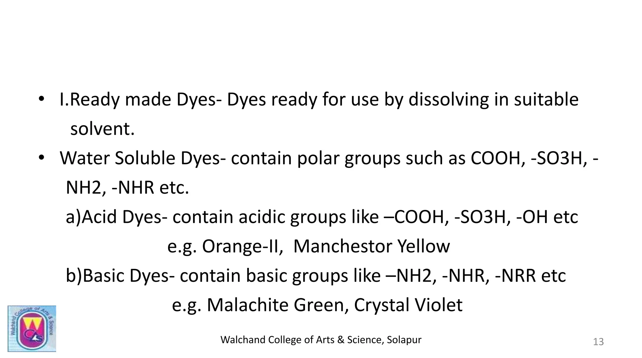 Dyes and their classification | PPTX