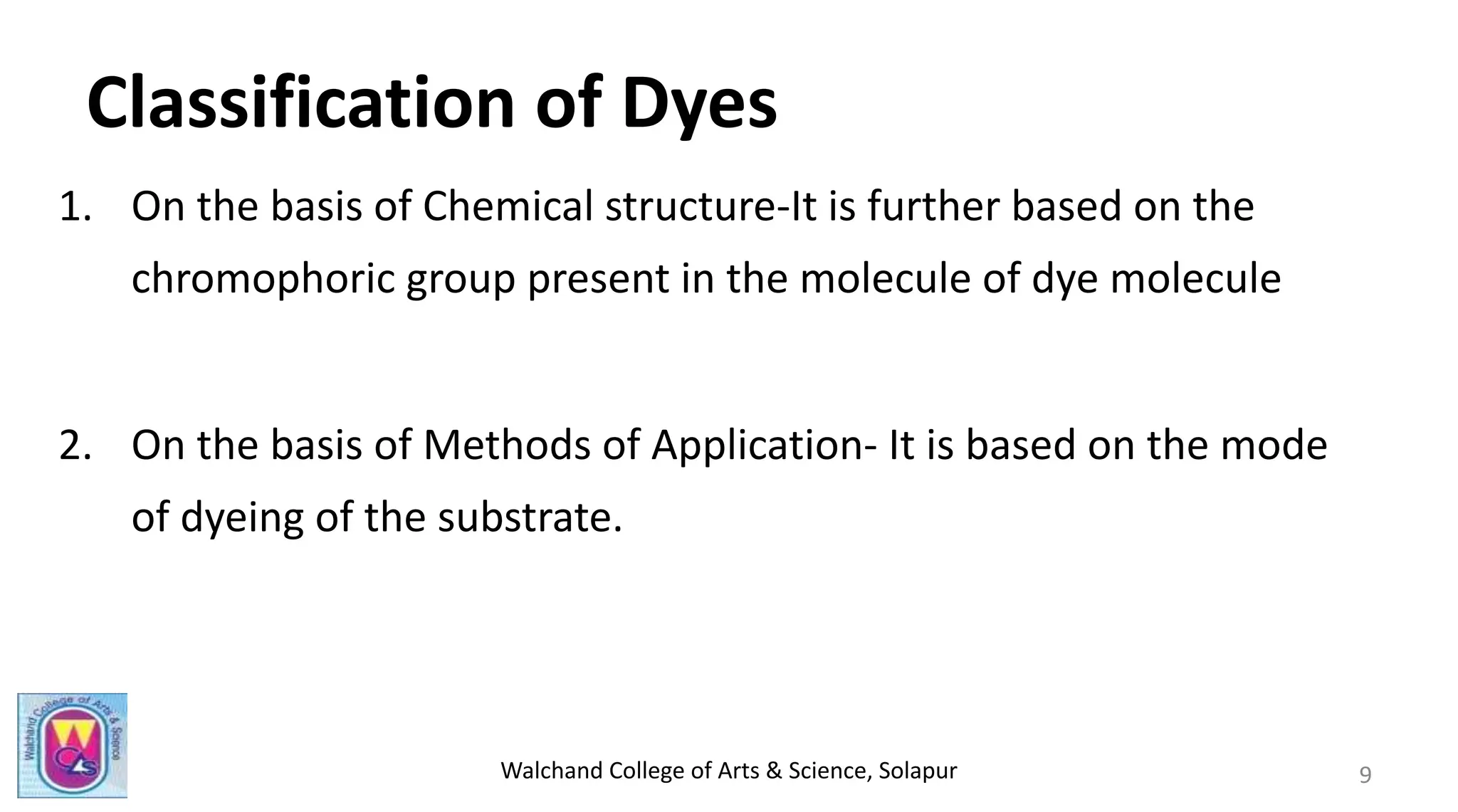 Dyes and their classification | PPTX