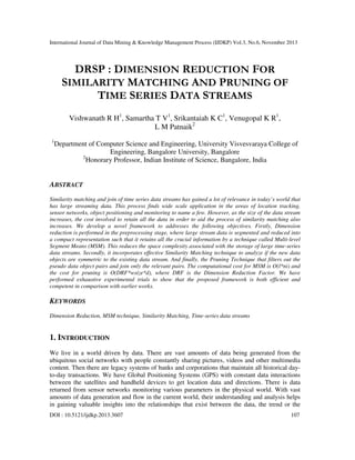Drsp dimension reduction for similarity matching and pruning of time series data streams | PDF
