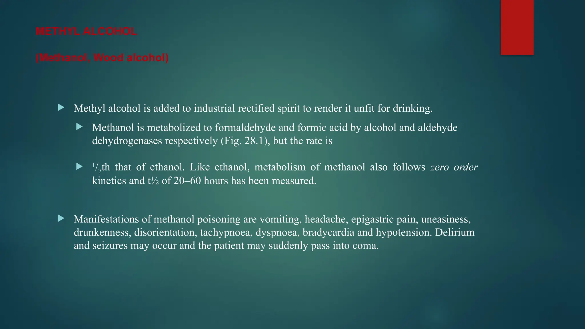 Mgt of methanol poisoning PPT department of pharmacology | PPT