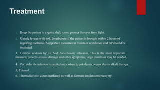 Mgt of methanol poisoning PPT department of pharmacology | PPTX