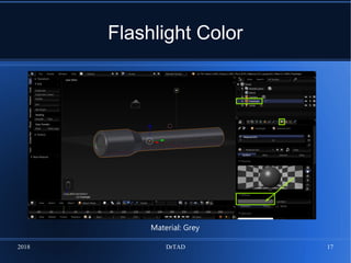 DrTAD Blender software. Example 9b. 3D Model of Flashlight. Spot Light ...