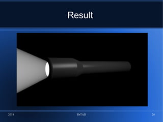 DrTAD Blender software. Example 9b. 3D Model of Flashlight. Spot Light ...
