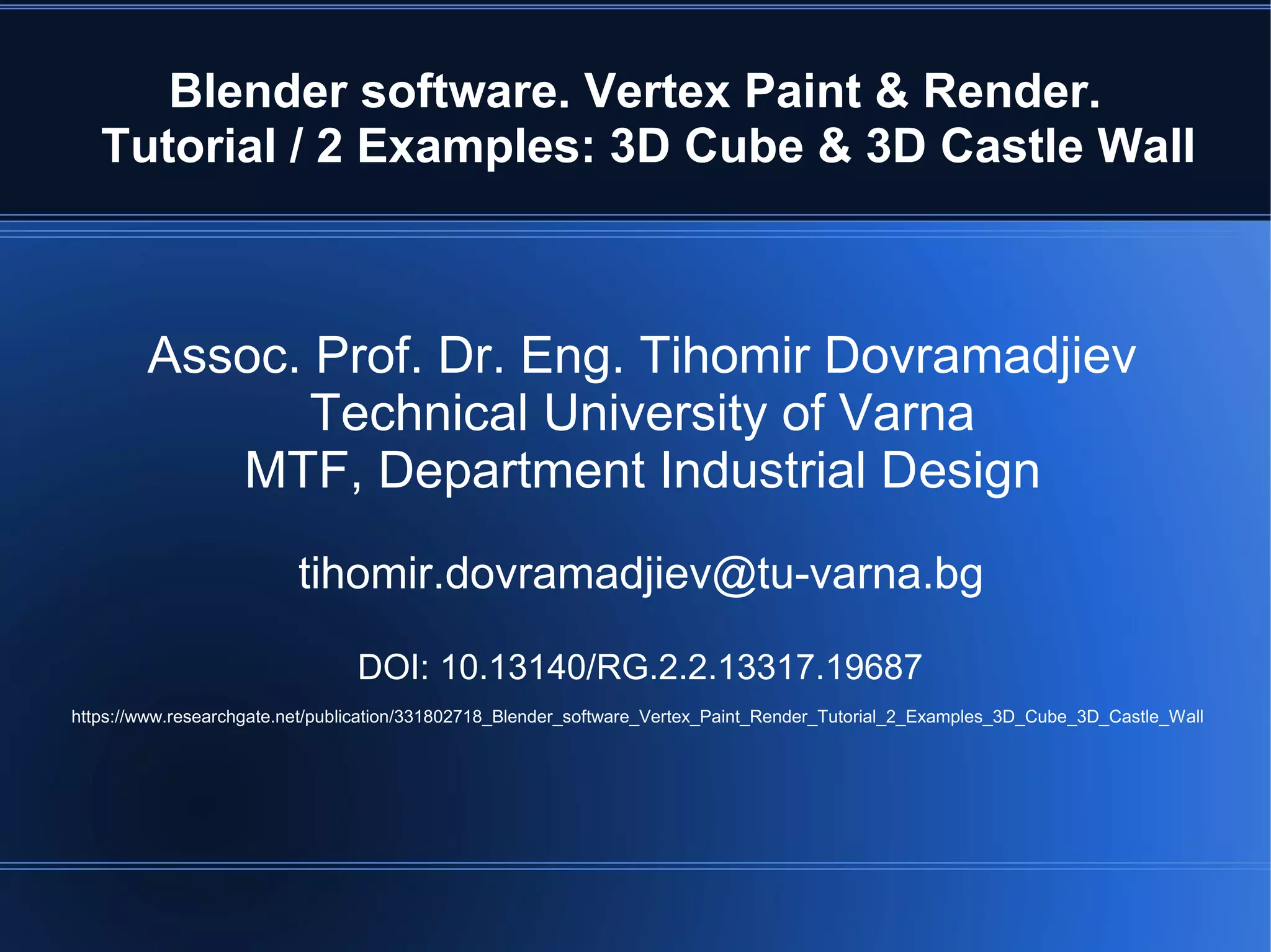 DrTAD Blender software. Vertex Paint & Render. Tutorial / 2 Examples ...