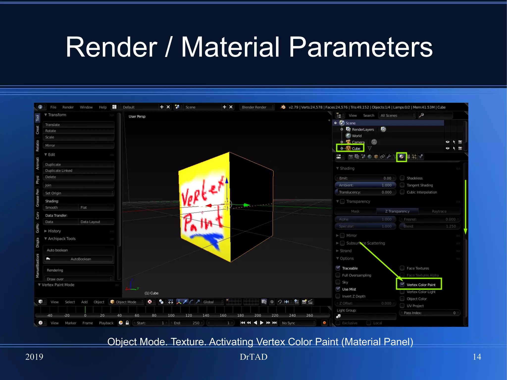 DrTAD Blender software. Vertex Paint & Render. Tutorial / 2 Examples ...