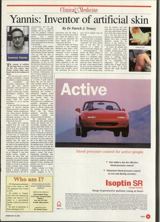 Ioannis Yannis inventor of artificial skin | PDF