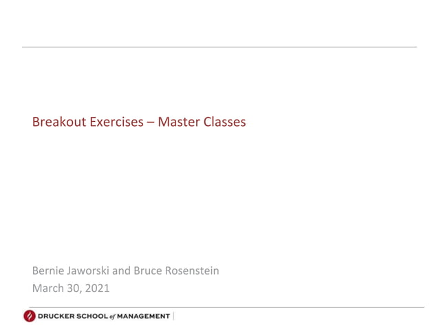 Drucker Master Class Day Breakout Exercises | PPT