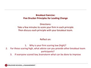 Drucker Master Class Day Breakout Exercises | PPT