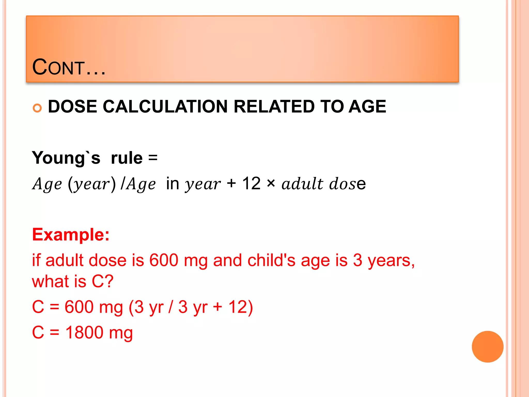 DRUG DOSAGE CALCULATION IN PEDIATRICS BY MANISHA THAKUR | PPTX