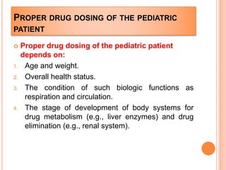 DRUG DOSAGE CALCULATION IN PEDIATRICS BY MANISHA THAKUR | PPTX