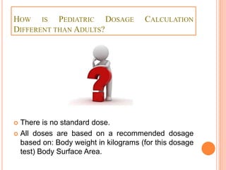 DRUG DOSAGE CALCULATION IN PEDIATRICS BY MANISHA THAKUR | PPTX